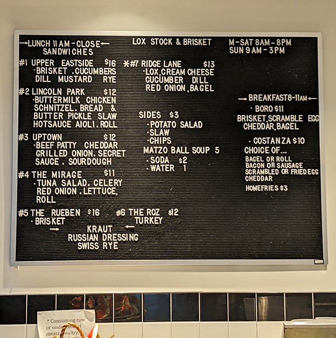 The menu board of possibilities – a roadmap to deliciousness. Simple black and white, because when the food is this good, you don't need fancy graphics.