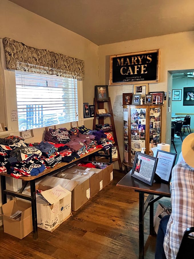 Mary's has become such an institution that people want to take a piece home – T-shirts that say "I conquered the chicken fried steak."