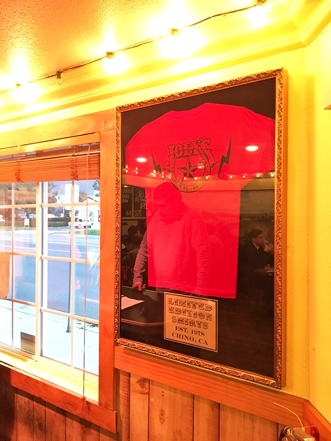 The framed memorabilia isn't just decor—it's a souvenir from the time your taste buds took that unforgettable trip to flavor country, right in Chino.