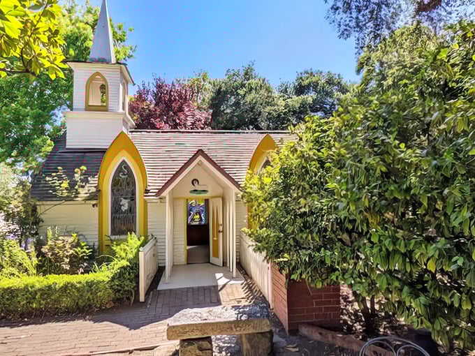 This charming chapel isn't for actual weddings—unless you're marrying your childhood imagination to adult nostalgia.