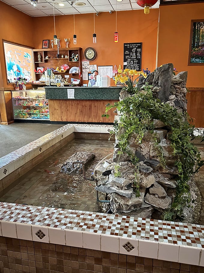 An unexpected touch of tranquility—a mini indoor fountain where your fortune cookie wishes might actually come true.
