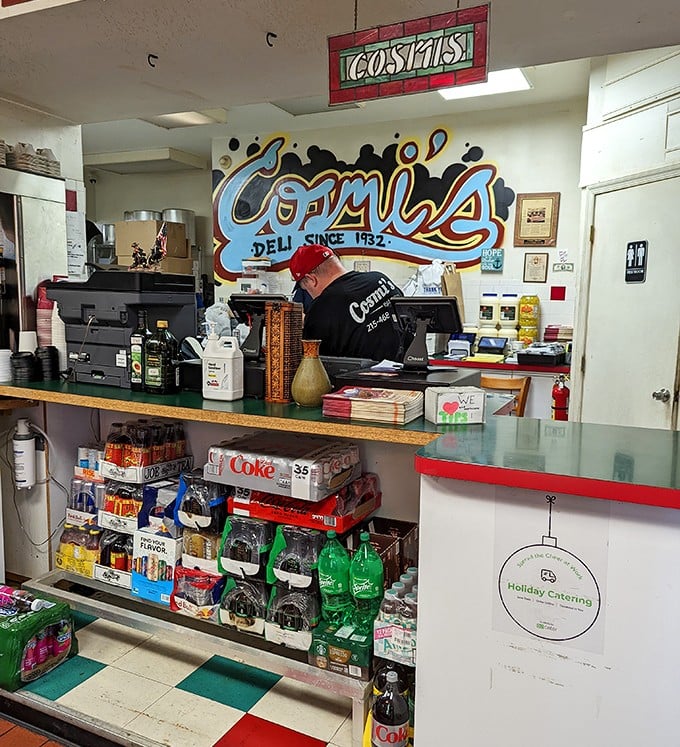 Where sandwich dreams come true. That colorful mural isn't just decoration—it's a beacon of hope for the hungry masses.