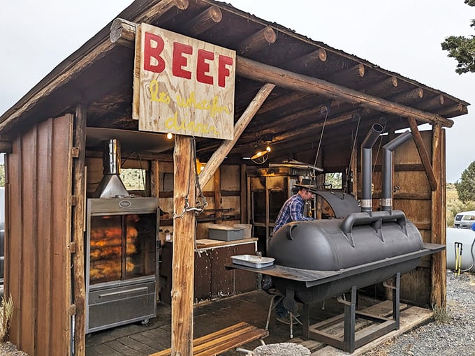 Where the magic happens! This outdoor cooking station with its massive smoker transforms ordinary beef into extraordinary memories.