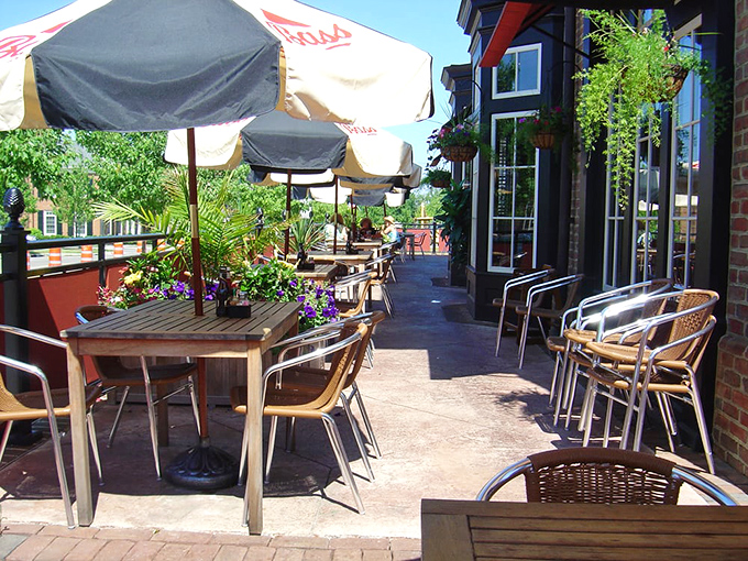 Outdoor seating that beckons when Ohio blesses us with those perfect weather days. Sunshine, fresh air, and food—nature's perfect trio.