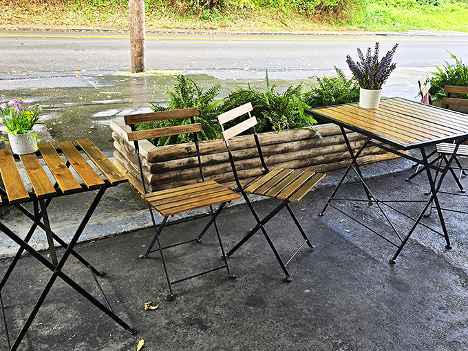 These charming bistro tables aren't just furniture—they're front-row seats to one of Pennsylvania's most authentic culinary experiences. Rain or shine, pierogi time.