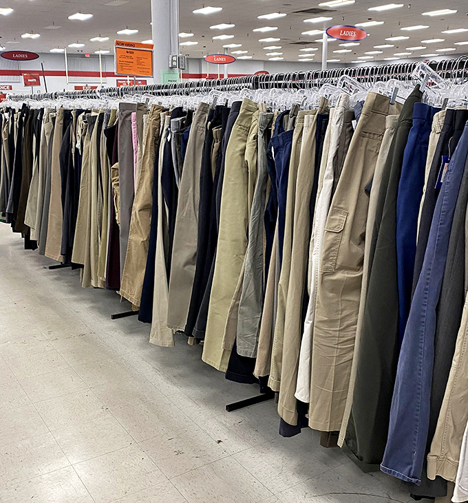 The khaki convention—where every shade of beige and tan gathers to find new homes and fresh adventures.