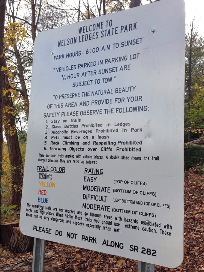 The rules sign – where "No throwing objects over cliffs" reminds you that someone, somewhere, thought this needed to be explicitly stated. Humanity in a nutshell.