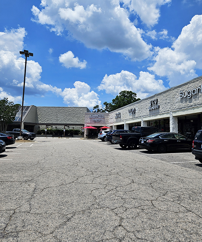 Even the parking lot has a certain charm—cars gathered like pilgrims at a shrine to comfort food.