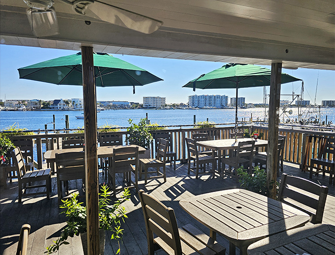 The waterfront deck offers the kind of million-dollar views that make even mediocre food taste better – but thankfully, the food here is exceptional.