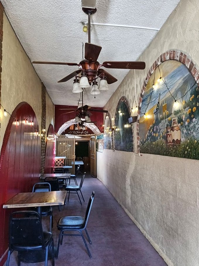 The hallway dining area feels like eating in your eccentric aunt's house—if your aunt happened to make the best Mexican food in Los Angeles.