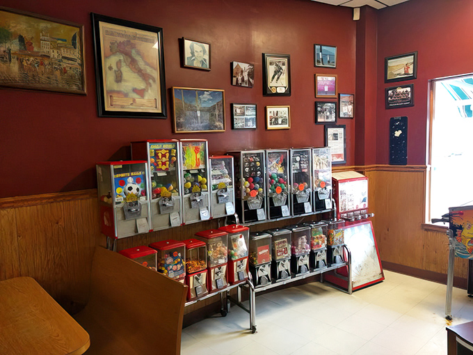 Candy machines and memorabilia—because every great neighborhood spot needs a touch of whimsy to complement the serious business of feeding people.