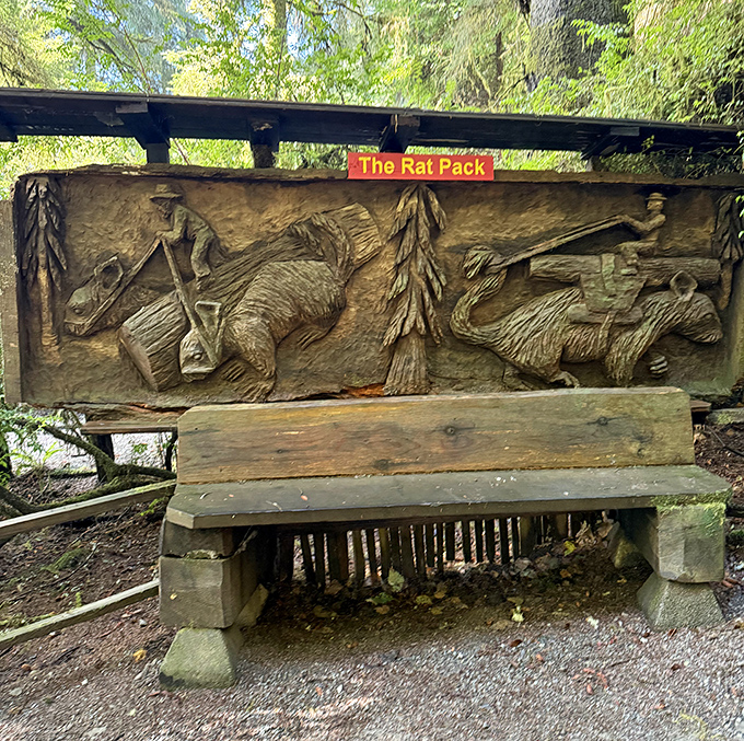 "The Rat Pack" – not Sinatra and friends, but a delightfully quirky wood carving that Frank would probably appreciate anyway.