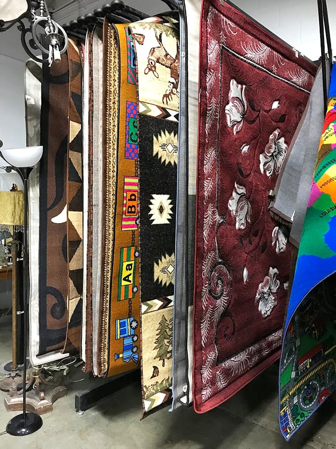 Rugs layered like a textile lasagna, each one ready to tie your room together, Lebowski-style.