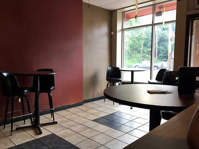 The dining room keeps it simple – no distractions from the serious business of barbecue appreciation happening at these tables.