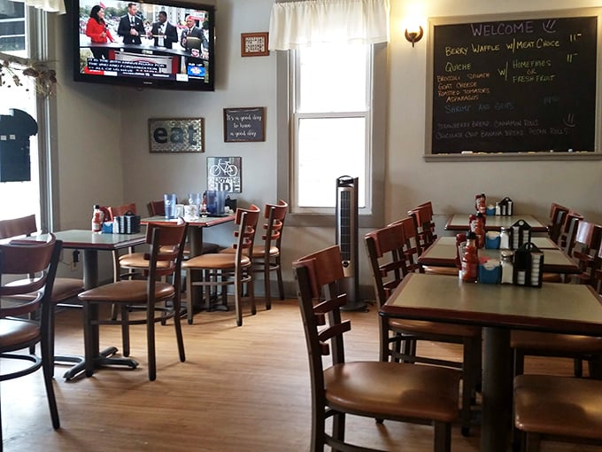 The dining room feels like it's been waiting just for you, with a chalkboard menu of specials that changes but somehow always includes exactly what you're craving.
