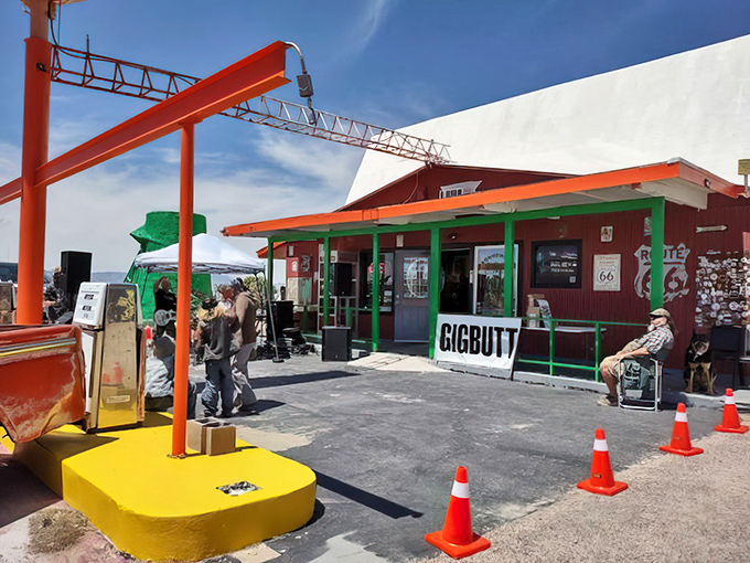 "Gigbutt" reads the sign – because even serious roadside attractions need a gift shop with a sense of humor.