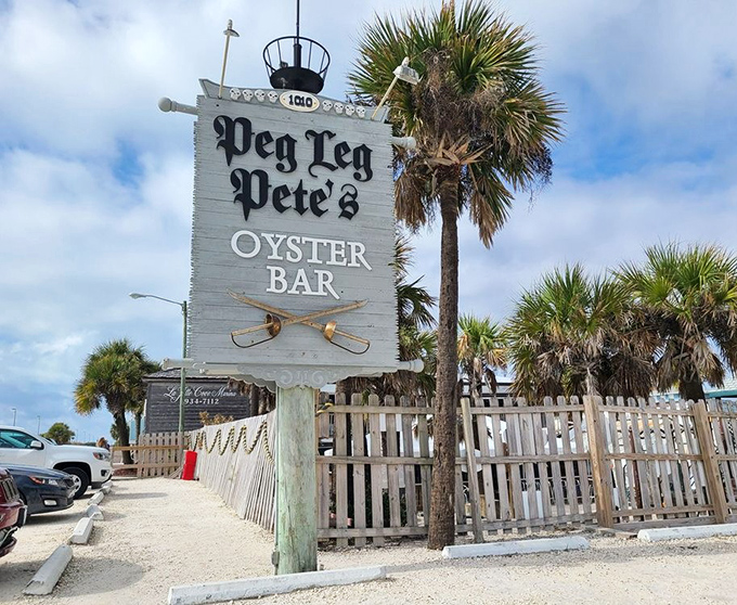 A weathered sign, a salty breeze, and the promise of oysters worth their weight in gold. Peg Leg Pete’s isn’t just a bar—it’s a coastal legend.