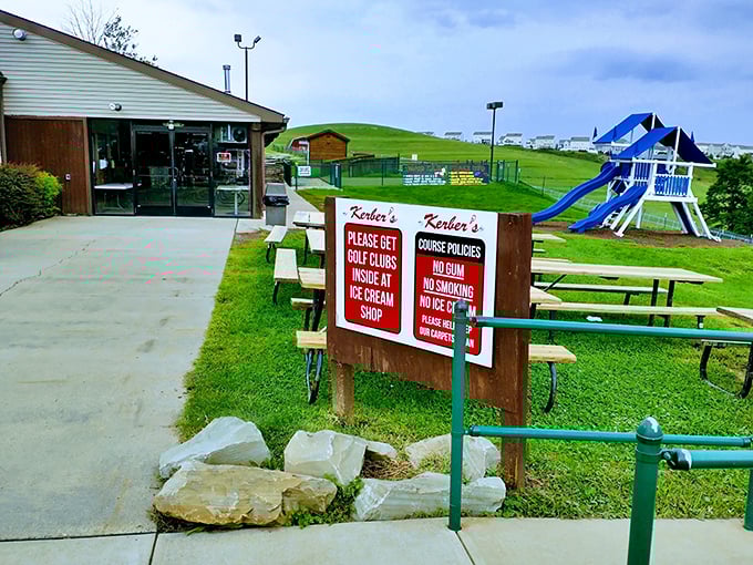 Rules of engagement at Kerber's: leave your golf clubs inside, enjoy your ice cream, and remember—this is serious business.