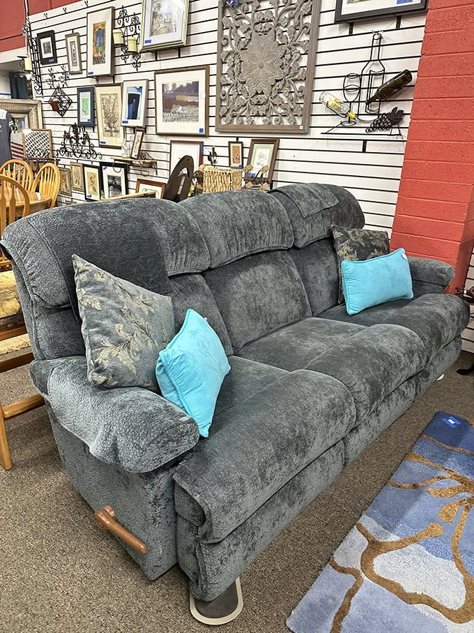 This comfortable sofa could be the perfect centerpiece for your next family movie night marathon. 