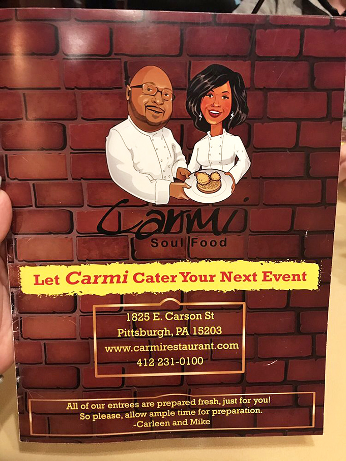 More than just a restaurant—Carmi offers catering that brings soul food magic to your special events. Southern hospitality on the move.