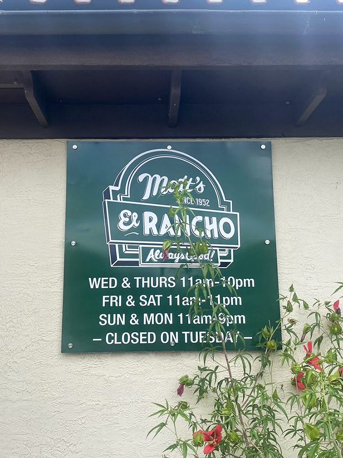 Even the hours sign has that classic Matt's charm. Closed Tuesdays because even legends need a day off.