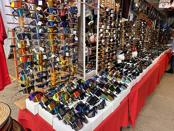 Sunglasses as far as the eye can see—which is pretty far when you're wearing the right pair. Finding your perfect match here is like dating, but for your face.