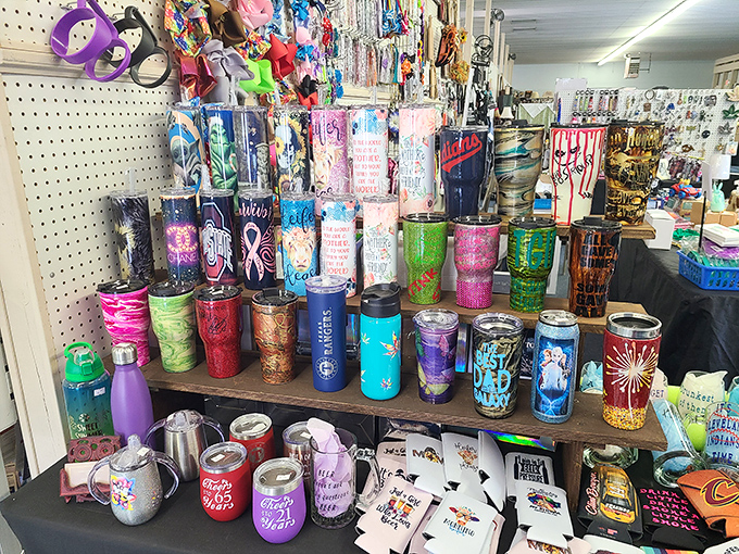 Hydration meets self-expression! These colorful tumblers and travel mugs showcase everything from team spirit to inspirational messages.