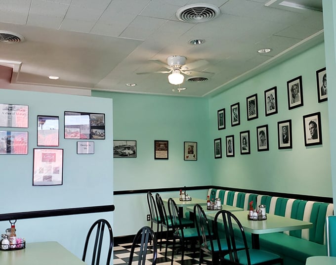 These walls don't just hold photographs—they hold memories. Each frame a reminder that good food and good times have always gone together.