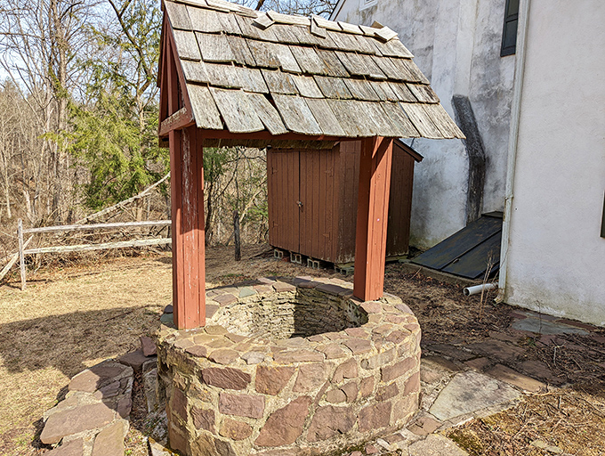 This vintage water well represents simpler times when hydration came with character and charm.
