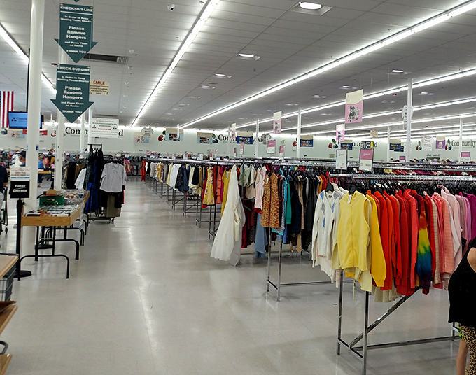 Color-coded clothing sections make finding that perfect blouse easier than locating the TV remote in your own living room.
