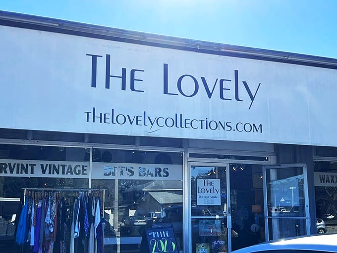 That clean, modern signage hints at the curated vintage experience waiting inside – not your grandmother's thrift store!
