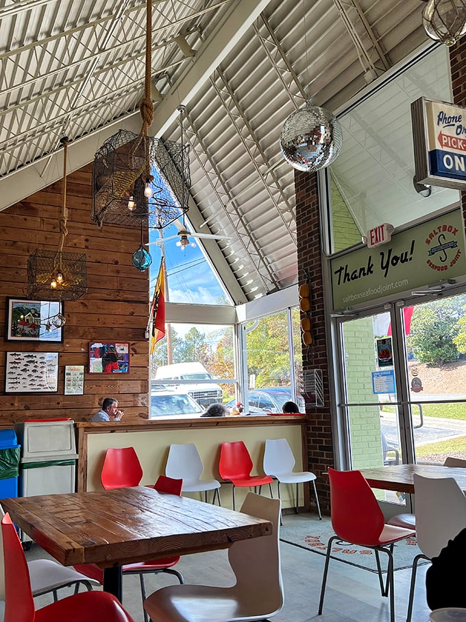 Rustic charm meets modern comfort in this space where every seat offers ocean-fresh dining adventures.