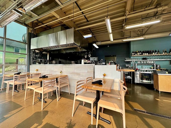 Clean lines and natural light create a dining space that lets the food be the focus. No distractions from what matters: what's on your plate.