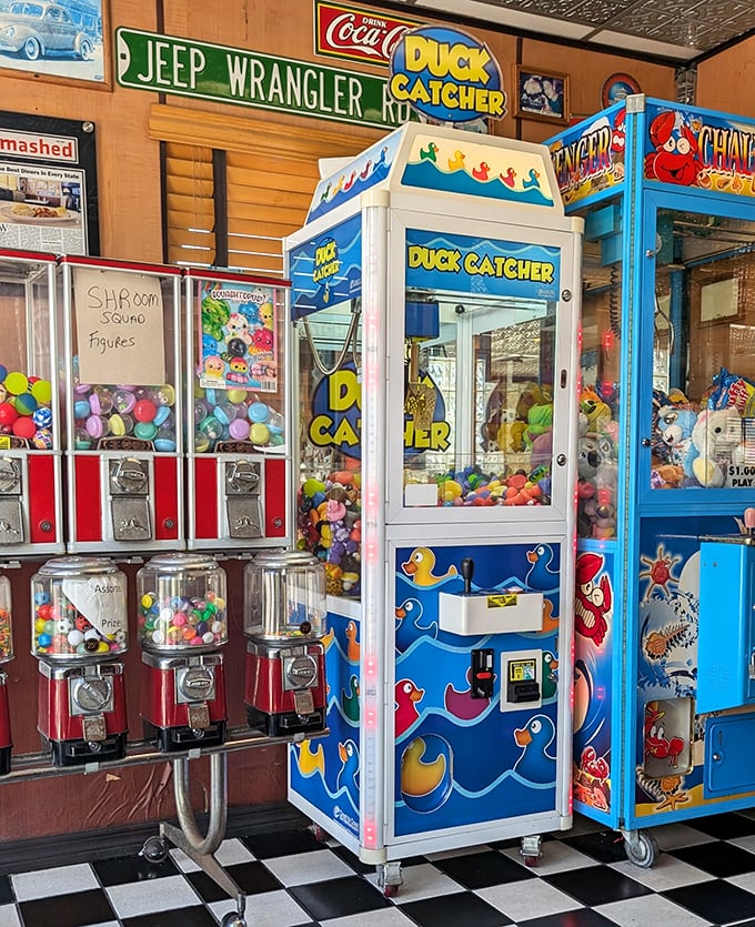Arcade games that remind us some joys are timeless—where quarters still buy moments of childlike delight between bites.