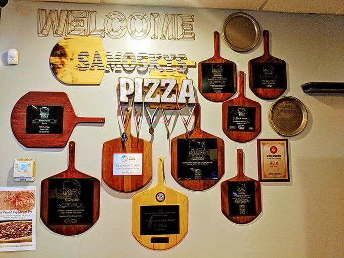 Wall of fame or hall of flame? These awards aren't just decorations—they're testaments to pizza perfection achieved time after time.