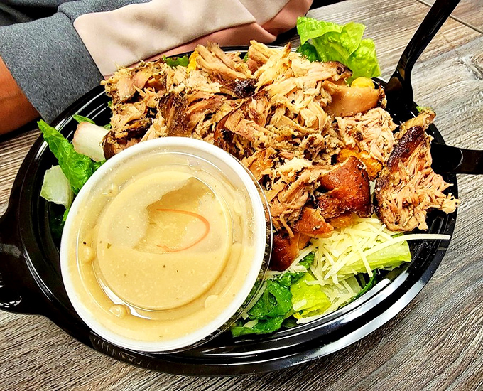 When salad gets serious about protein. This isn't what you order when you're "watching what you eat"—unless you're watching it disappear.