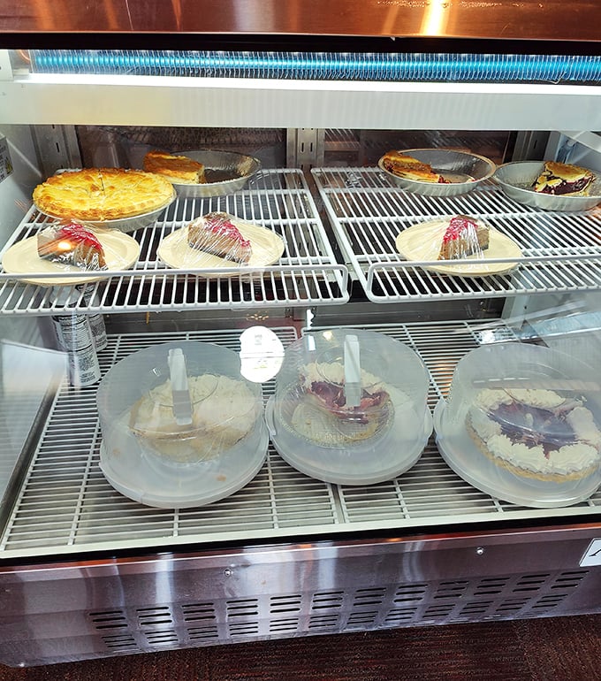 The pie case—Missouri's version of a jewelry display, where fruit-filled treasures wait patiently behind glass for their moment to shine.