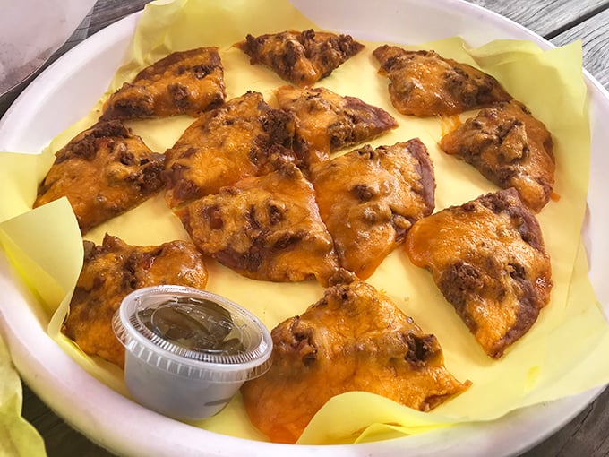 These nachos deserve their own ZIP code. Each chip perfectly positioned to maximize its cheese-to-bean ratio.