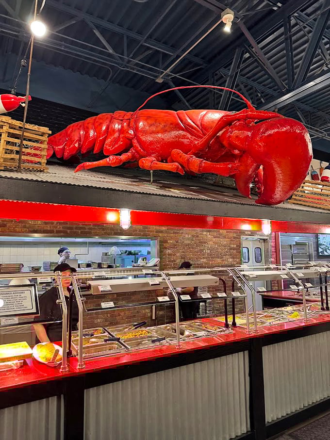 This massive lobster sculpture isn't compensating for anything – the real ones below are equally impressive.