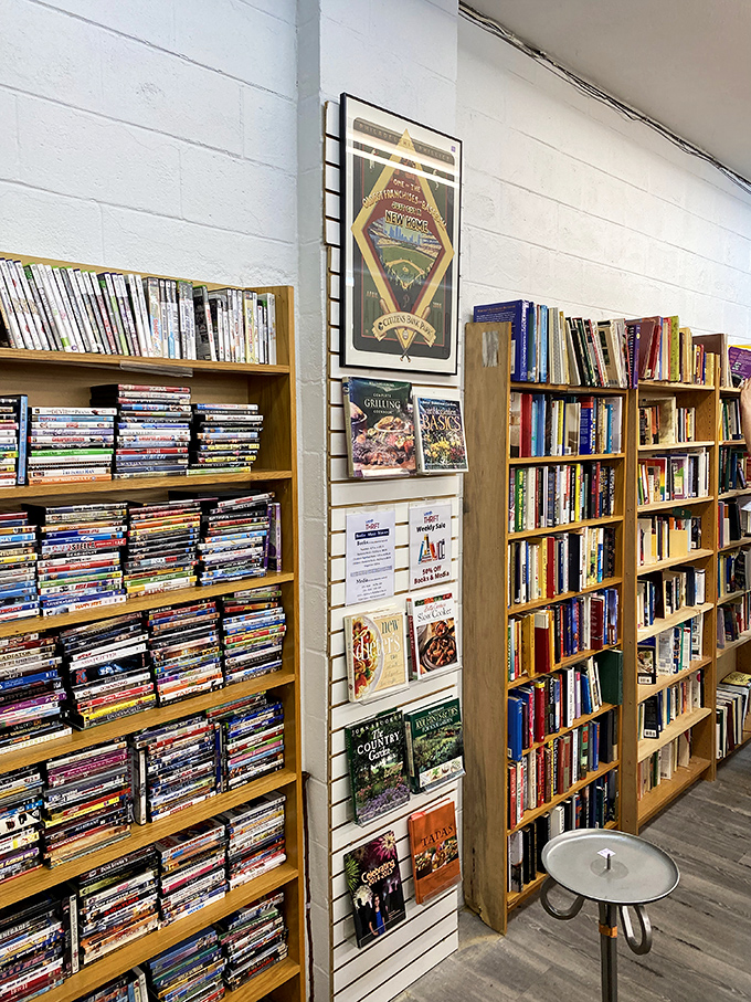 The book section rivals small libraries, with DVDs and cookbooks that might just contain that recipe your grandmother never wrote down.