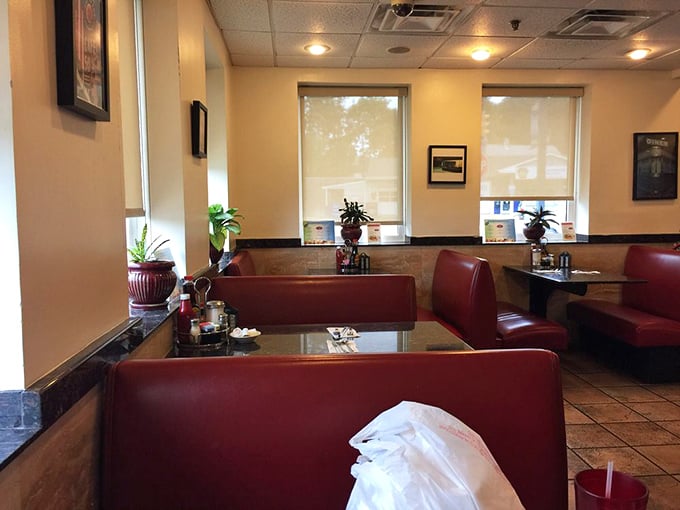 Booths designed for lingering conversations and extra bites of pie. The perfect vantage point for people-watching while debating a second cup.