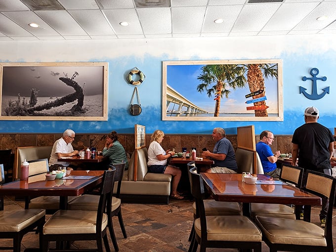 The breakfast crowd knows—these booths have witnessed countless "mmms" and "you've got to try this" moments.