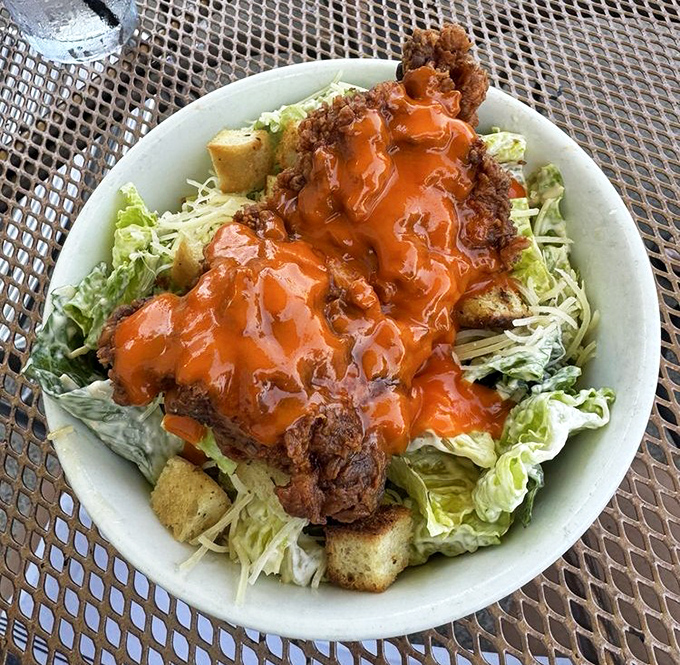 Buffalo chicken and Caesar salad had a delicious love child. This bowl proves that "salad" and "indulgence" aren't mutually exclusive terms.