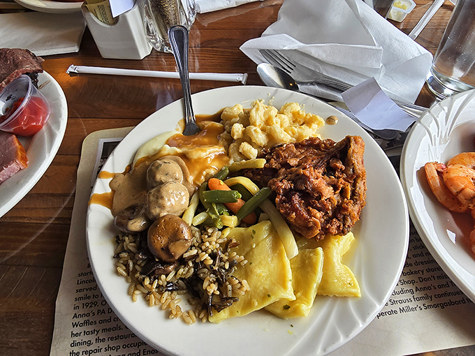 A plate that tells the story of restraint abandoned—where every food group agrees to get along for one magnificent meal.
