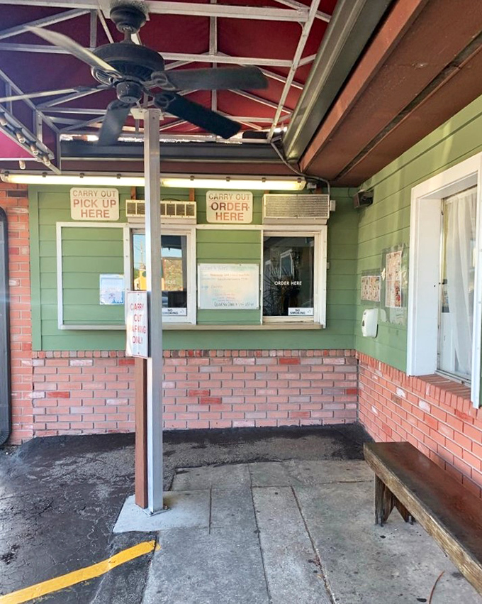 The carry-out window—where locals in the know skip the wait but never the flavor. Some treasures are worth taking home.