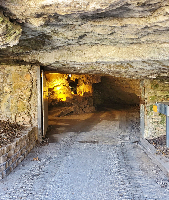 The portal to another world. This unassuming entrance leads to a subterranean realm that remains a constant 60 degrees year-round.