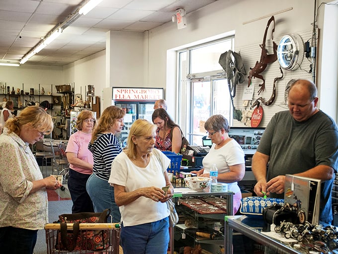 The checkout counter: where treasure hunters share their spoils and vendors become temporary historians, explaining the provenance of that unusual brass widget you can't live without.