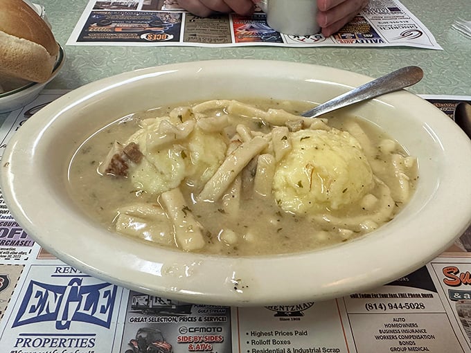 Chicken and dumplings swimming in gravy—comfort food so authentic it could make your grandmother slightly jealous.