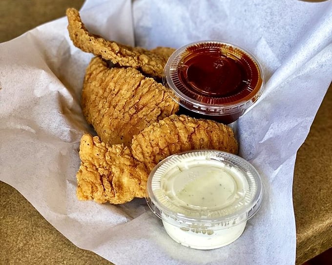 Chicken strips that put fast food versions to shame. Crispy, juicy, and perfect for dipping—comfort food that transcends age and trendiness.