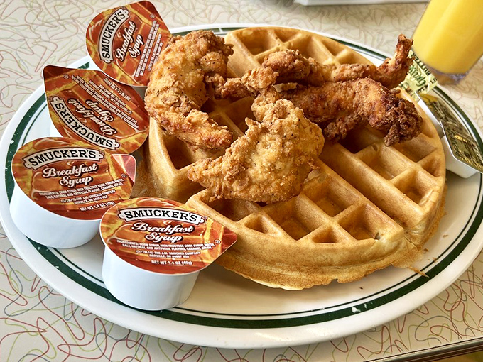 Chicken and waffles—the dish that proves breakfast and dinner should never have been separated in the first place.